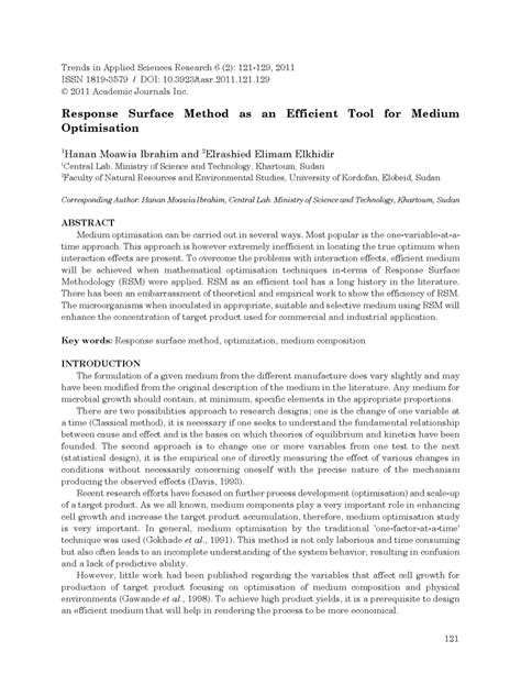 pdf response surface method as an efficient tool for medium optimisatin