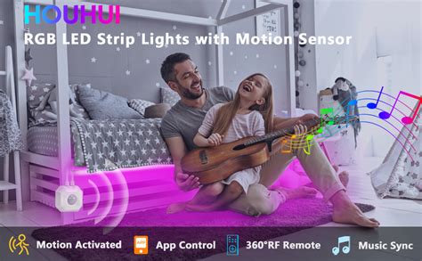 Houhui Ft Rgb Led Strip Lights Motion Sensor Under Bed Lights