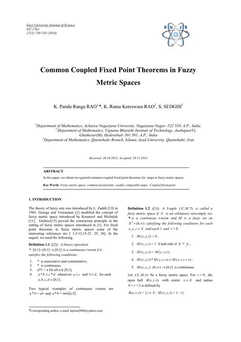 pdf common coupled fixed point theorems in fuzzy metric spaces