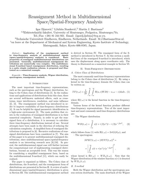 pdf reassignment method in multidimensional space spatial frequency analysis