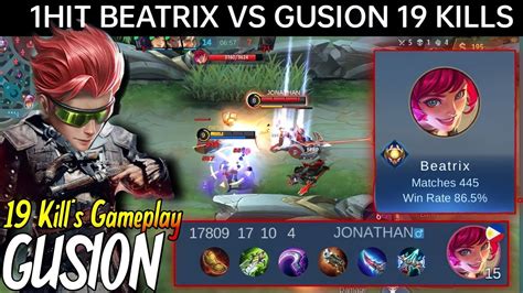 PRO BEATRIX ONE HIT VS 19KILL GUSION Top Global Gusion Gameplay