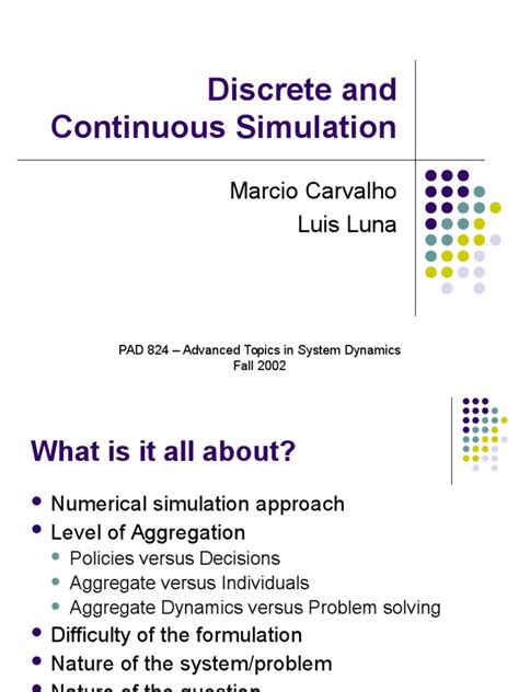 discrete and continuous simulation dynamical system chaos theory
