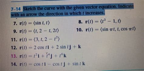 solved 7 14 sketch the curve with the given vector equation