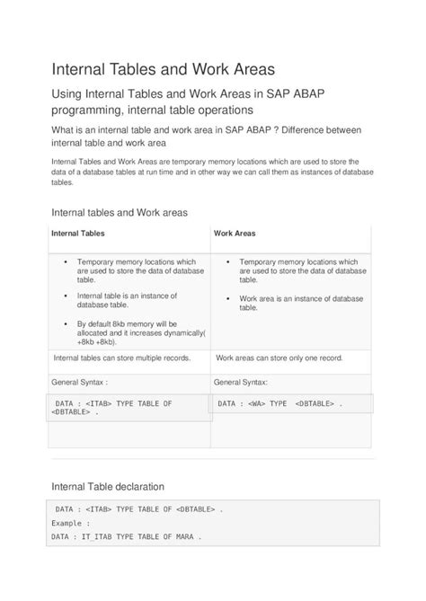Doc Internal Tables And Work Areas Dokumen Tips