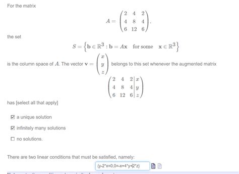 solved for the matrix a ⎝⎛2464812246⎠⎞ the set s {b∈r3 b ax