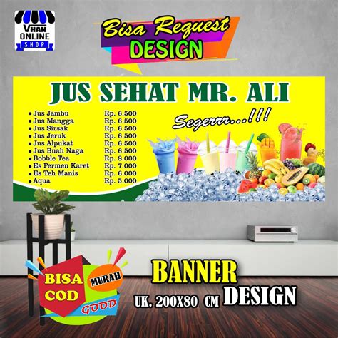 Jual Spanduk Banner Jualan Jus Aneka Juice Buah Boba Murah Shopee