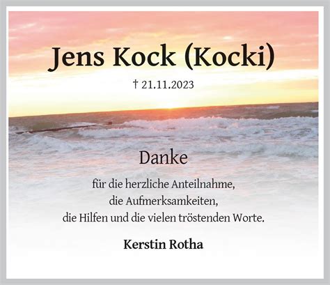 Das Trauerportal für Lüchow Dannenberg Todesanzeigen Jens Kock