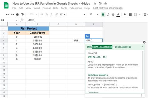 How To Use The IRR Function In Google Sheets