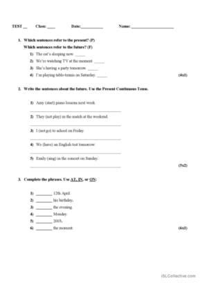 Vocab Test Elementary A English Esl Worksheets Pdf