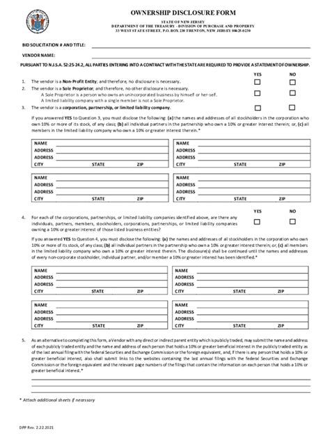 2021 NJ Ownership Disclosure Form Fill Online Printable Fillable