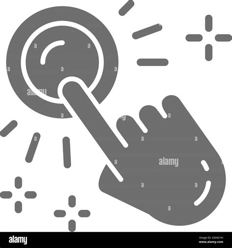 Hand Click Button Press Finger Touch Pointer Grey Icon Stock Vector