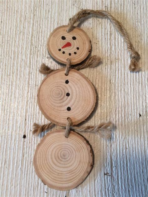 Wood Slice Snowman Ornament Wood Slice Hand By MaxinesMercantile