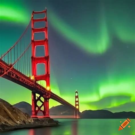 Golden Gate Bridge Under The Northern Lights On Craiyon