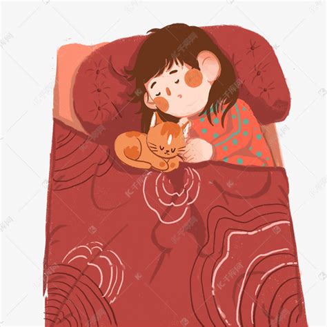 小女孩在床上睡觉素材图片免费下载 千库网