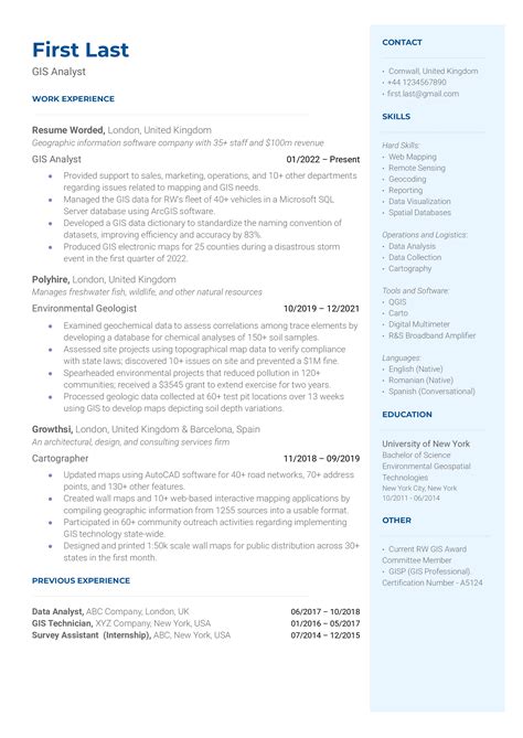 Gis Resume Examples For Resume Worded