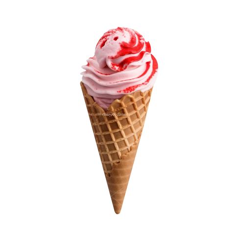 Yummy Strawberry Ice Cream Cone Isolated On Transparent Background