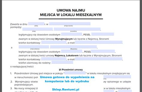 Umowa najmu mieszkania Wzór PDF umowy wynajmu mieszkania