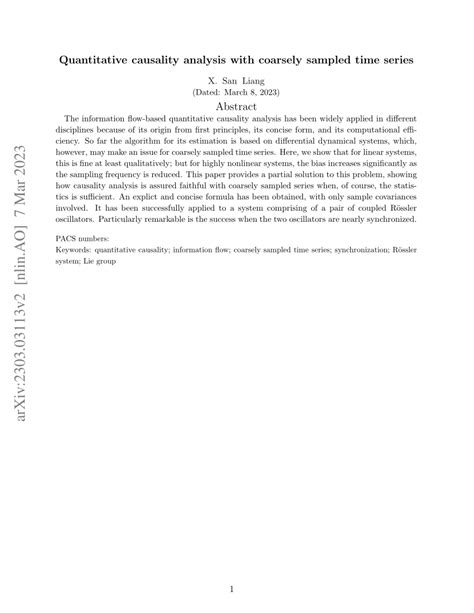 pdf quantitative causality analysis with coarsely sampled time series