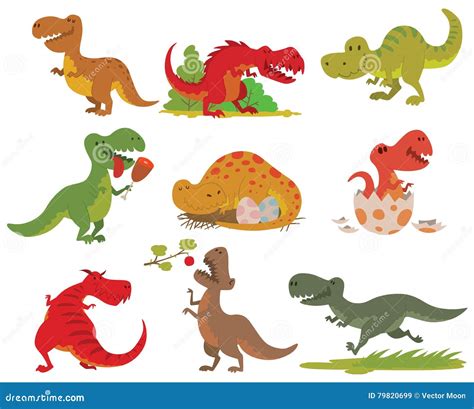 Grupo Do Vetor Do Dinossauro De T rex Ilustração do Vetor Ilustração