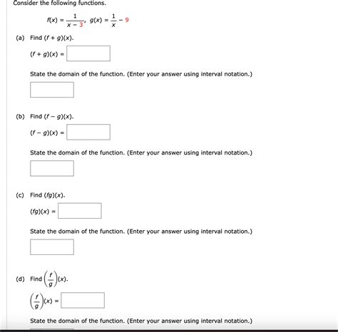 solved consider the following functions f x x−31 g x x1−9
