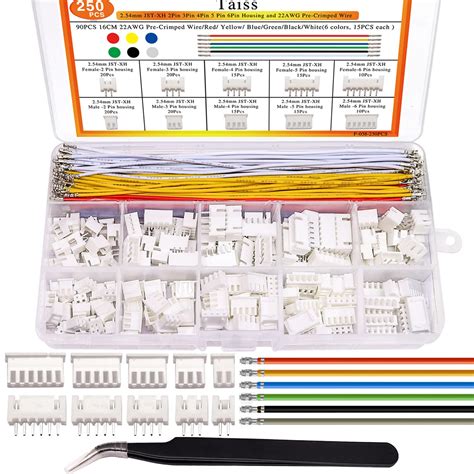 Buy Taiss 250PCS JST XH Connector Kit 2 54mm 2Pin 3Pin 4Pin 5Pin 6Pin
