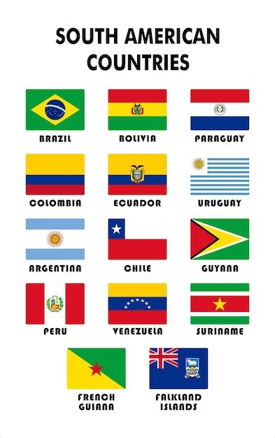 Premium Vector Vector List Of South America Countries Flags And Names