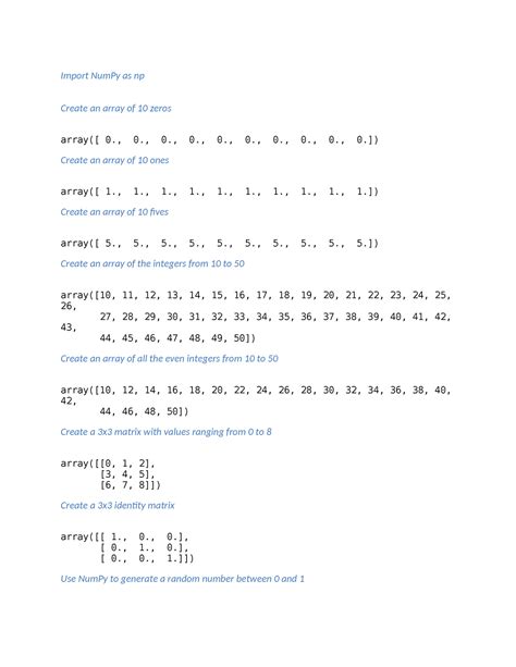 numpy exercises follow the instructions given below import numpy as np create an array of 10