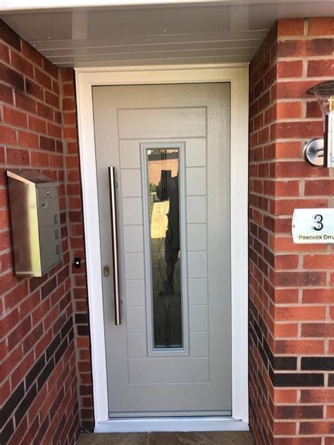 Composite Door Uniglaze Endurance Door Fuji Pearl Grey Graphite Glass