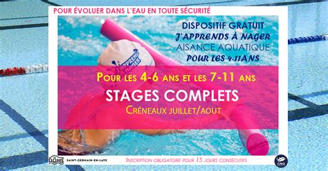 STAGES J APPRENDS À NAGER ET AISANCE AQUATIQUE Le Dôme Saint Germain