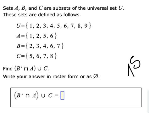 solved sets a b and c are subsets of the universal set u