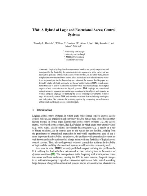 tba a hybrid of logic and extensional access control systems pdf logical consequence logic