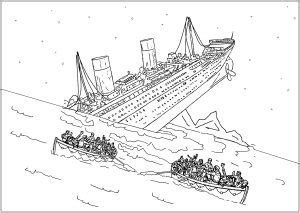 Le Titanic naviguant paisiblement Coloriages de Titanic à imprimer