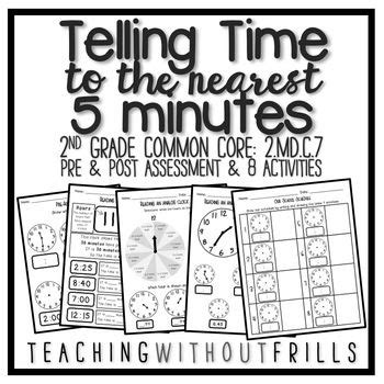 2nd Grade Telling Time To Nearest 5 Minutes Activities Worksheets
