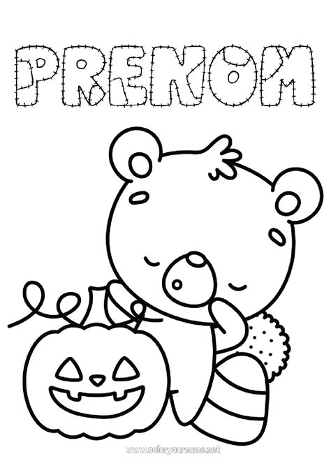 Coloriage N2 Citrouille Ours Mignon