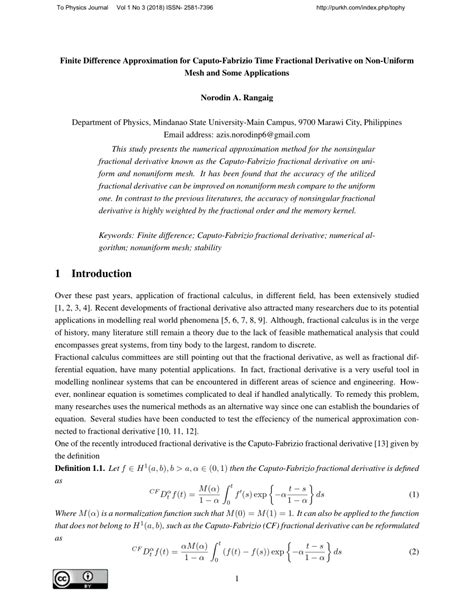pdf finite difference approximation for caputo fabrizio time fractional derivative on non