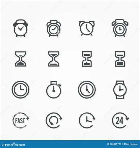 Conjunto De Iconos De Reloj Y Hora Stock de ilustración Ilustración