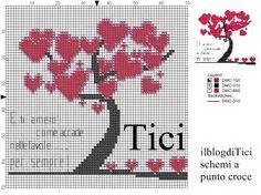 Schema A Punto Croce Albero Con Cuori Cross Stitch Bookmarks
