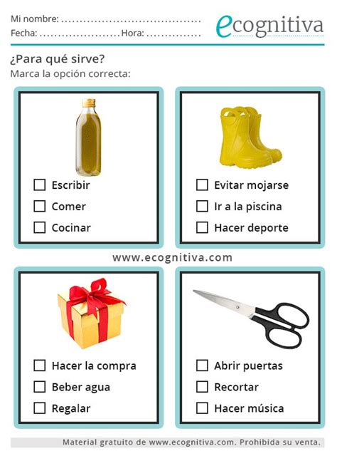 Para qué sirve Evocación de utilidad de objetos Estimulacion