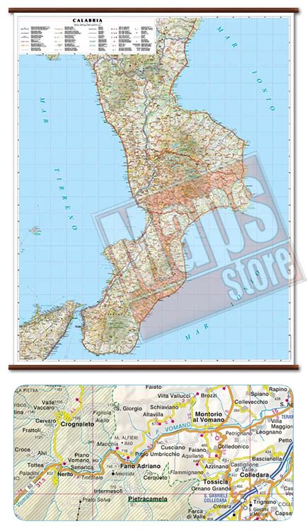 Calabria Mappa Murale Con Cartografia