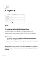 Understanding Syntax And Lexical Categories In Language Course Hero