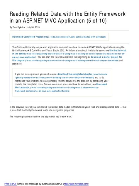 reading related data with the entity framework in an asp net mvc application 5 of 10 the