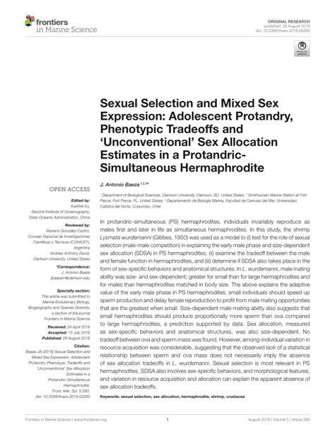 pdf sexual selection and mixed sex expression adolescent protandry phenotypic tradeoffs and