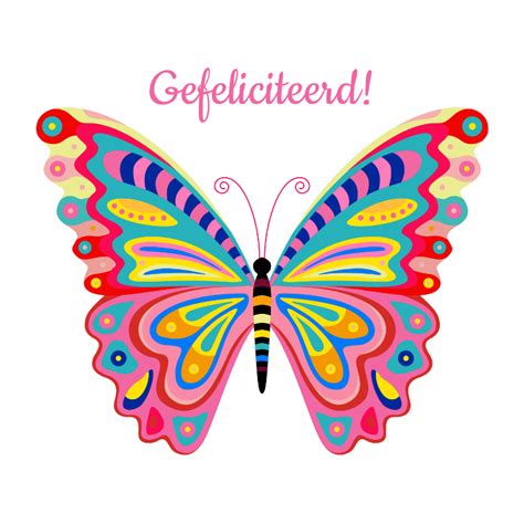Kleurrijke Vlinder Verjaardagskaart Kaartje2go