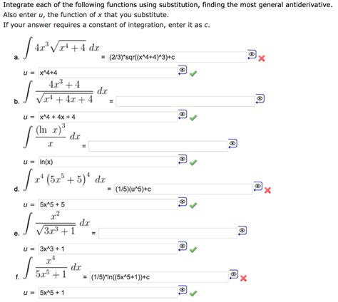 solved integrate each of the following functions using