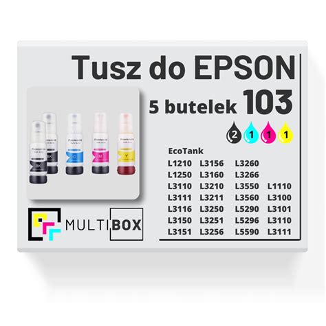 5x NOWY Tusz 103 Do EPSON EcoTank L3250 L3210 L3266 L3560 L3151 L1110