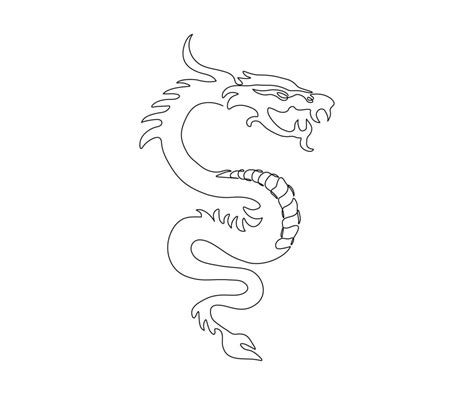 Chinese Dragon Hand Drawn Mono Line One Line Art 16530399 Vector Art