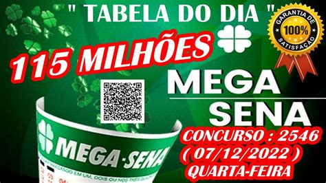 MEGA SENA Concurso 2546 Tabela Do Dia YouTube