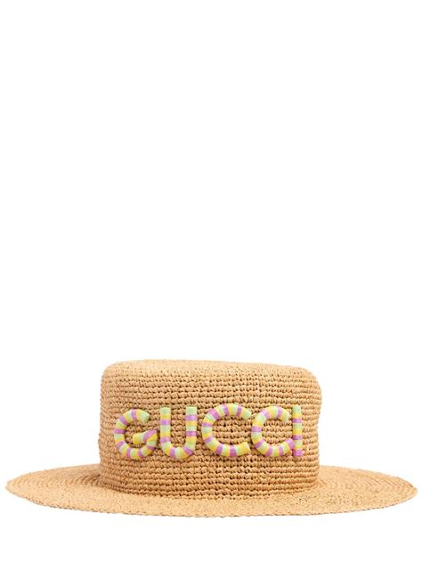 Gucci Raffia Hat With Logo Natural Multi Editorialist
