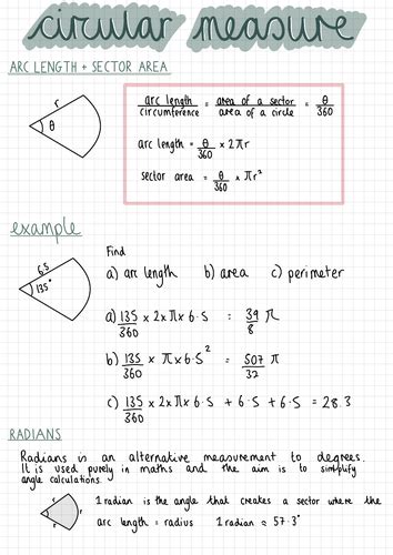 circular measure notes igcse cambridge additional mathematics teaching resources