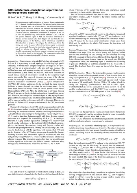 pdf crs interference cancellation algorithm for heterogeneous network